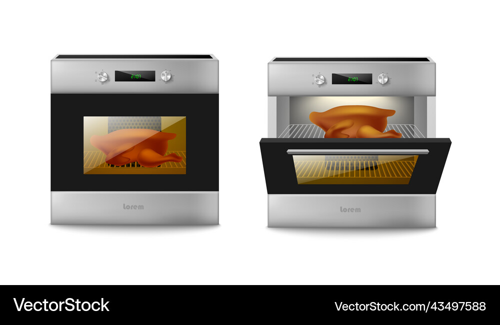 Kitchen oven open and closed realistic template Vector Image