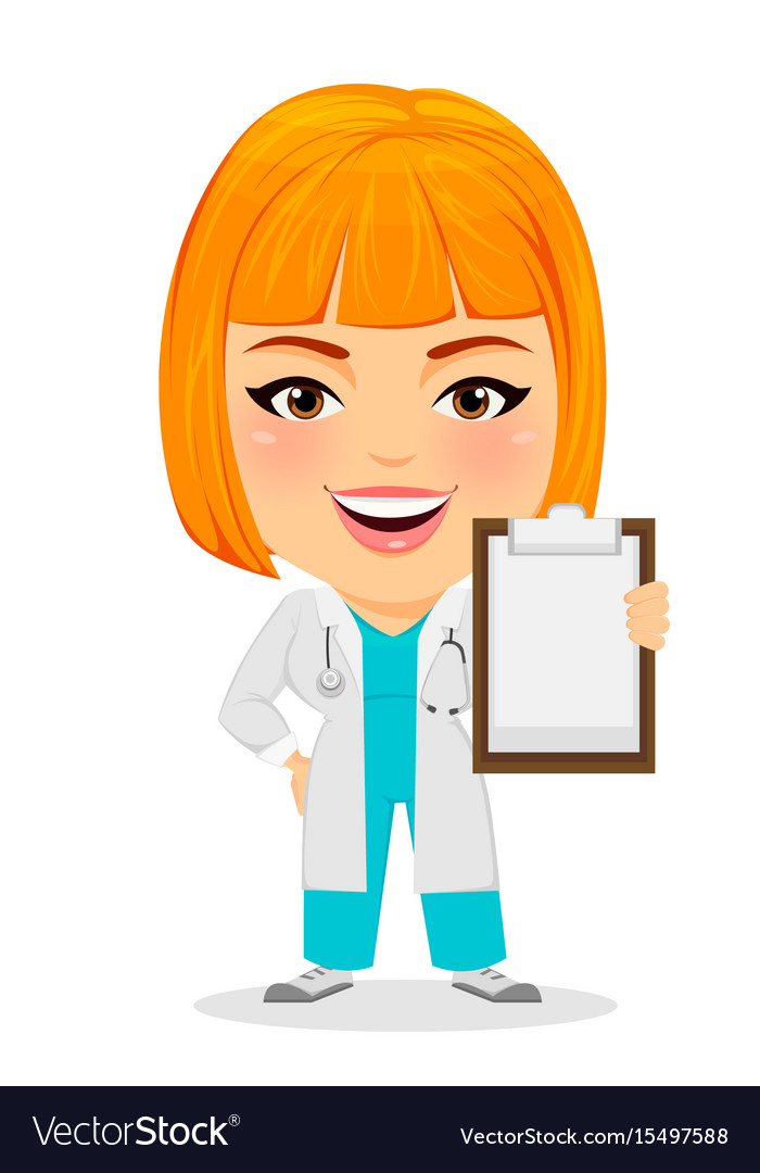 Medical doctor woman holding clipboard funny Vector Image Medical doctor woman holding clipboard funny Vector Image