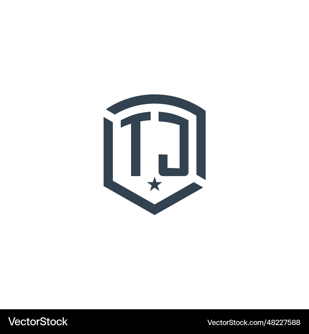 Monogram tj star shield logo design inspiration Vector Image