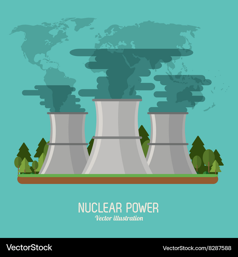 Nuclear plant in colorful design Royalty Free Vector Image