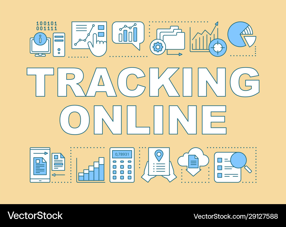 Tracking online yellow word concepts banner Vector Image
