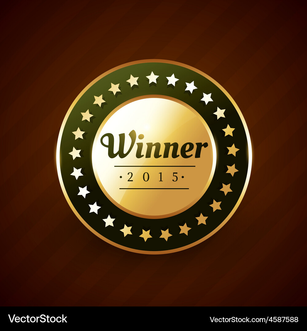 Winer year golden label badge design Royalty Free Vector