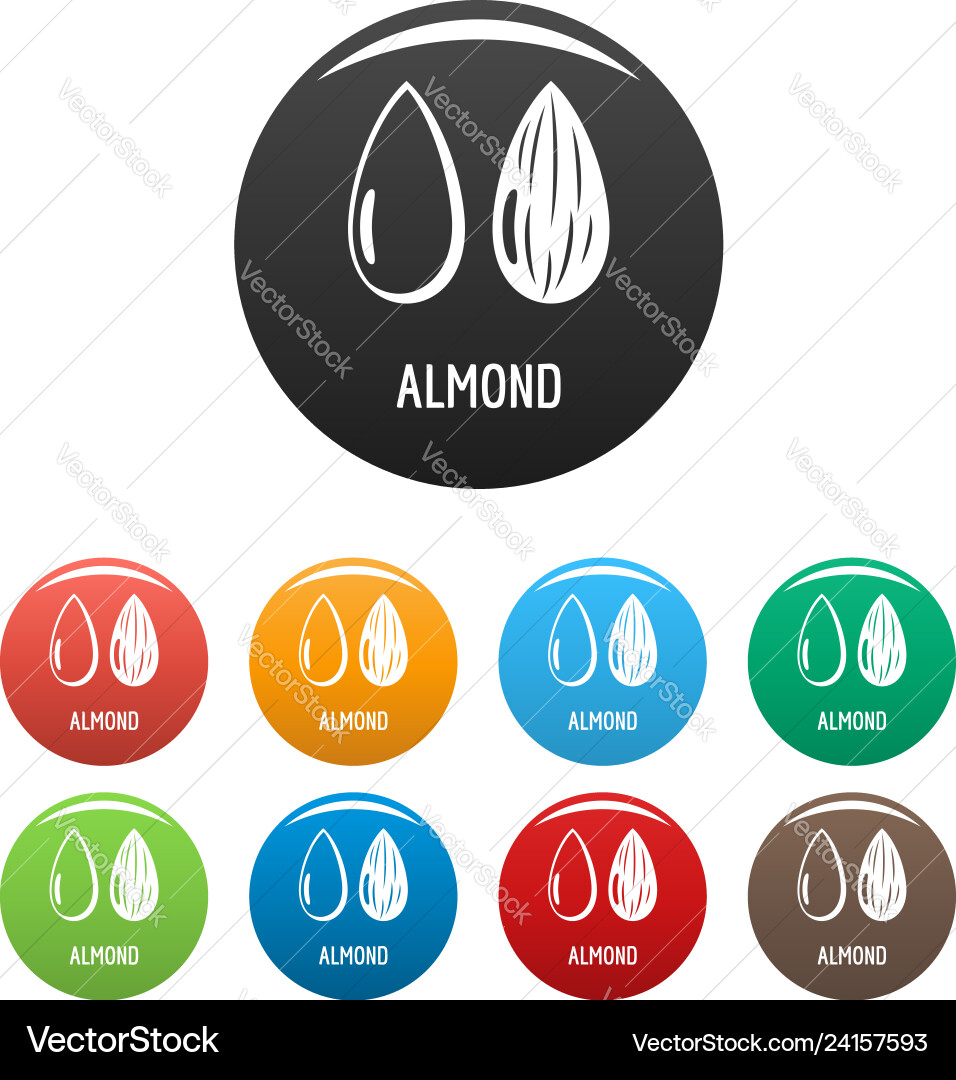 Almond icons set color Royalty Free Vector Image