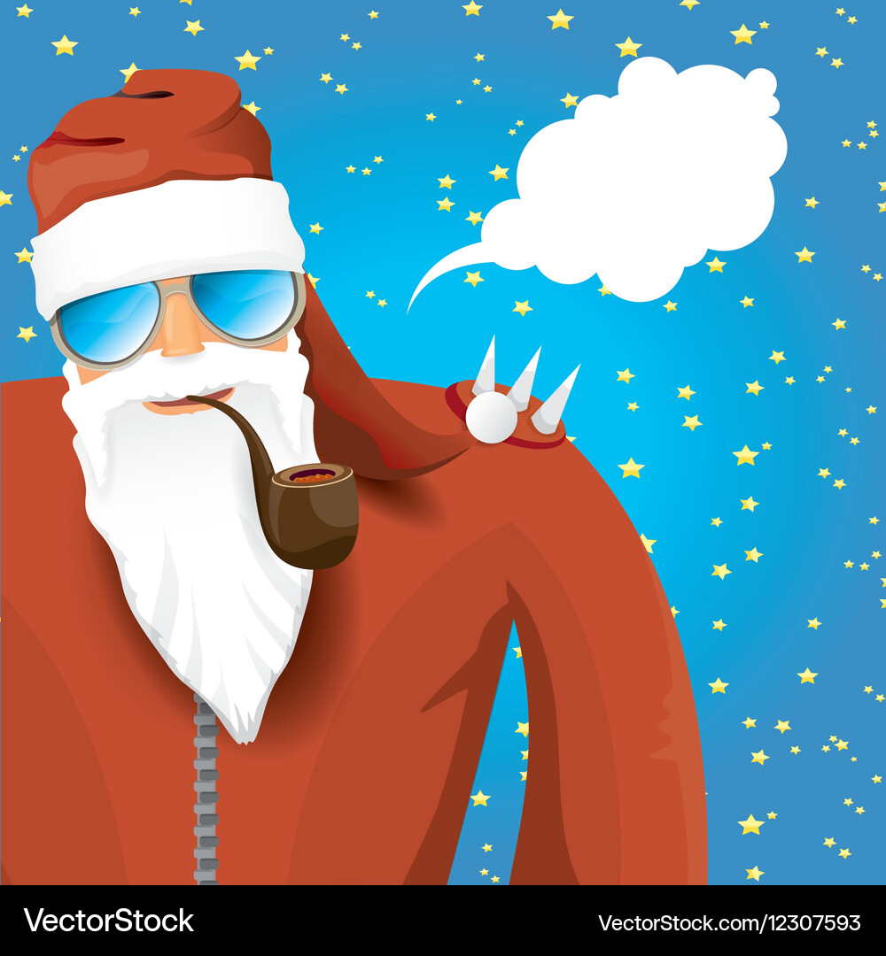 Biker santa claus with smoking pipe Royalty Free Vector