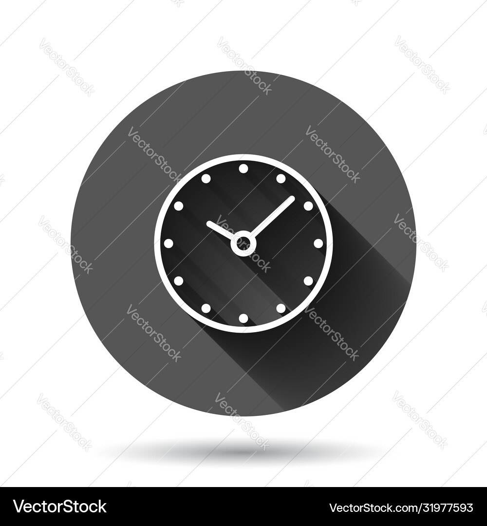 Clock icon in flat style watch on black round Vector Image