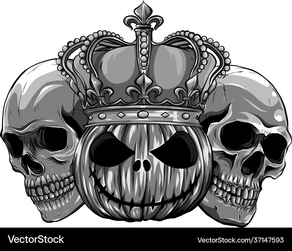 Design monsters skull with pumpkids isolation Vector Image