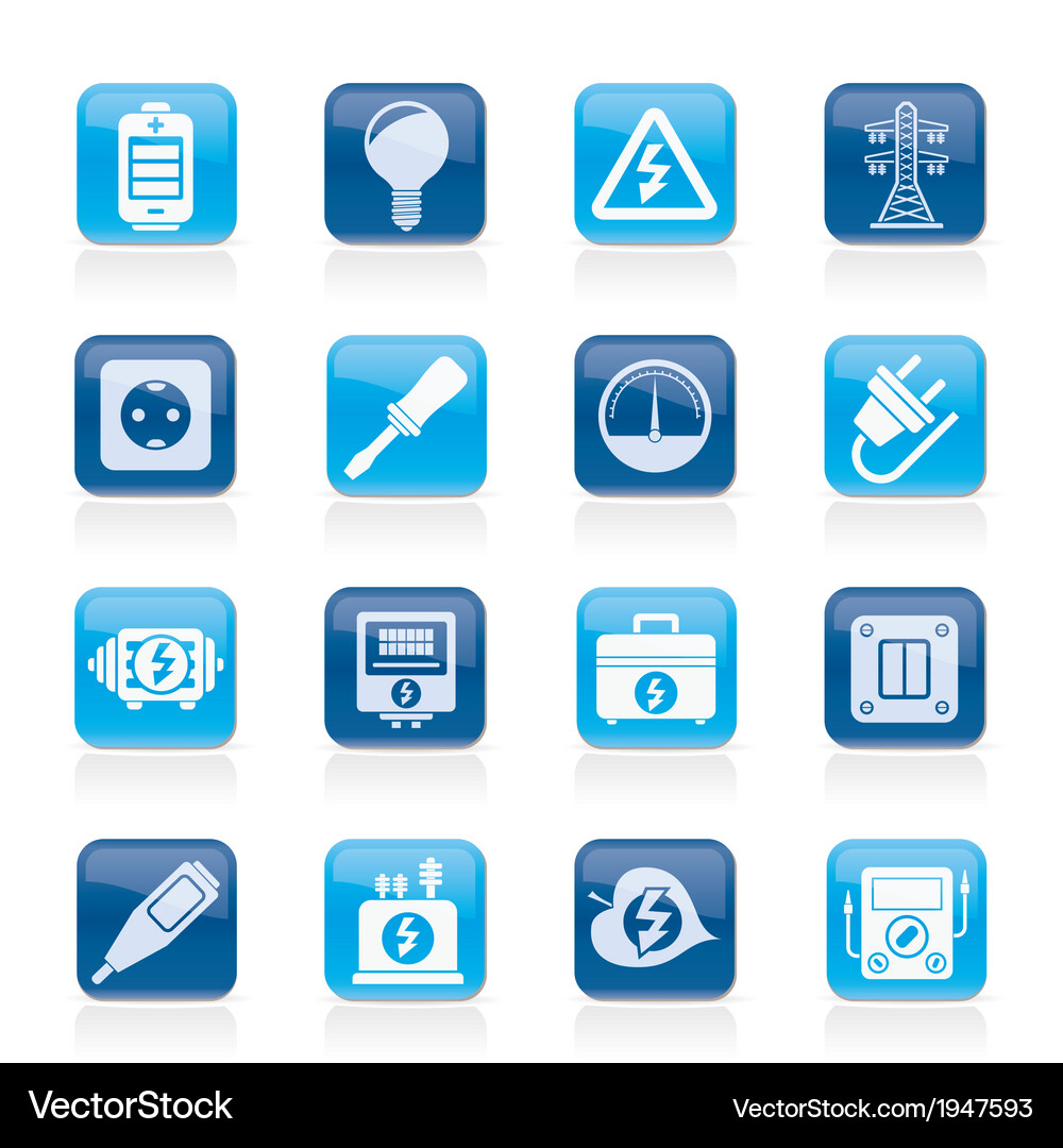 Electricity and energy icons Royalty Free Vector Image