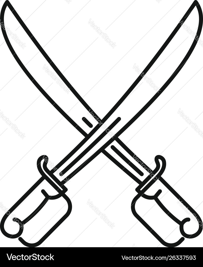 Fencing swords icon outline style Royalty Free Vector Image