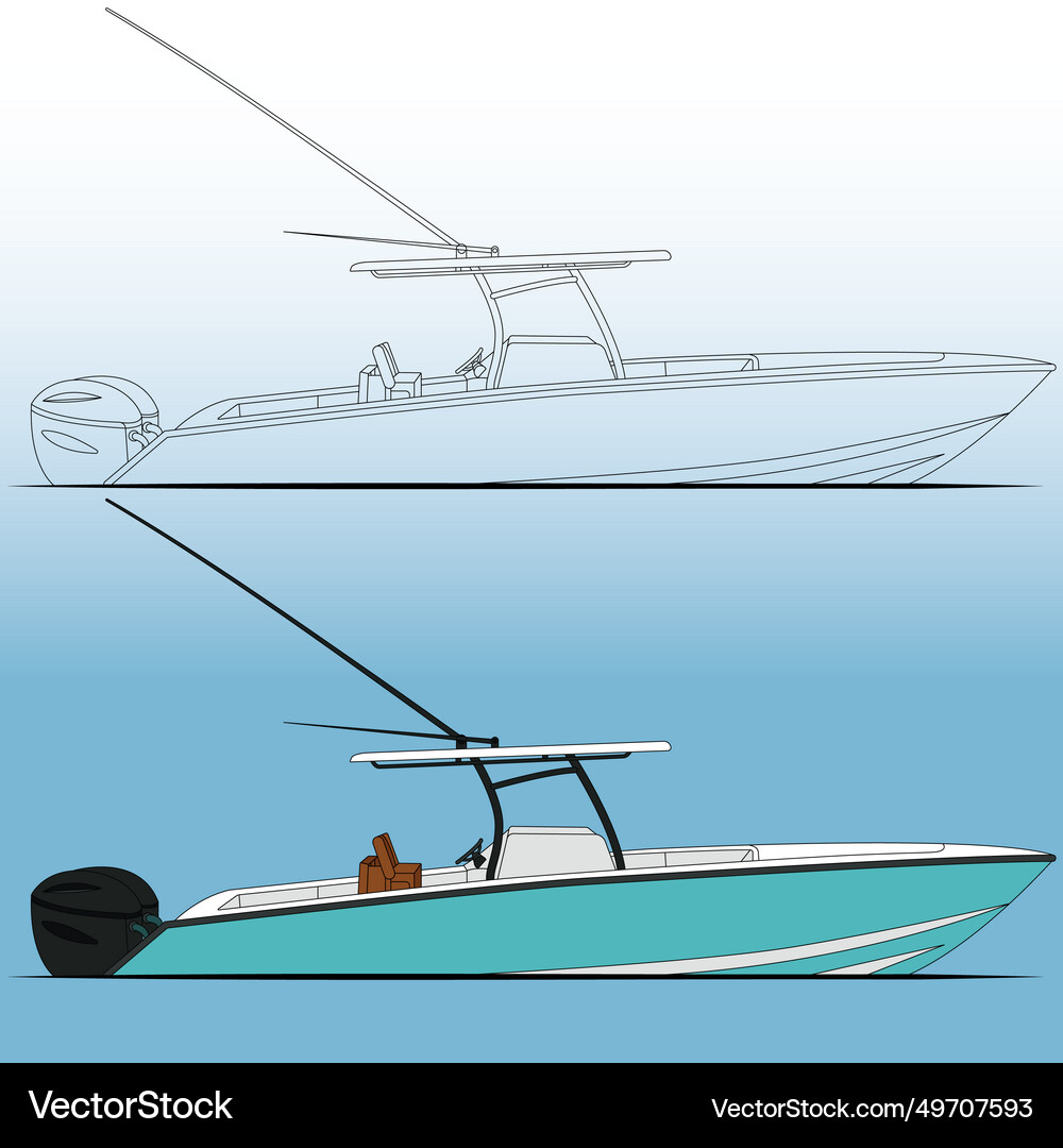 Fishing boat line art and Royalty Free Vector Image