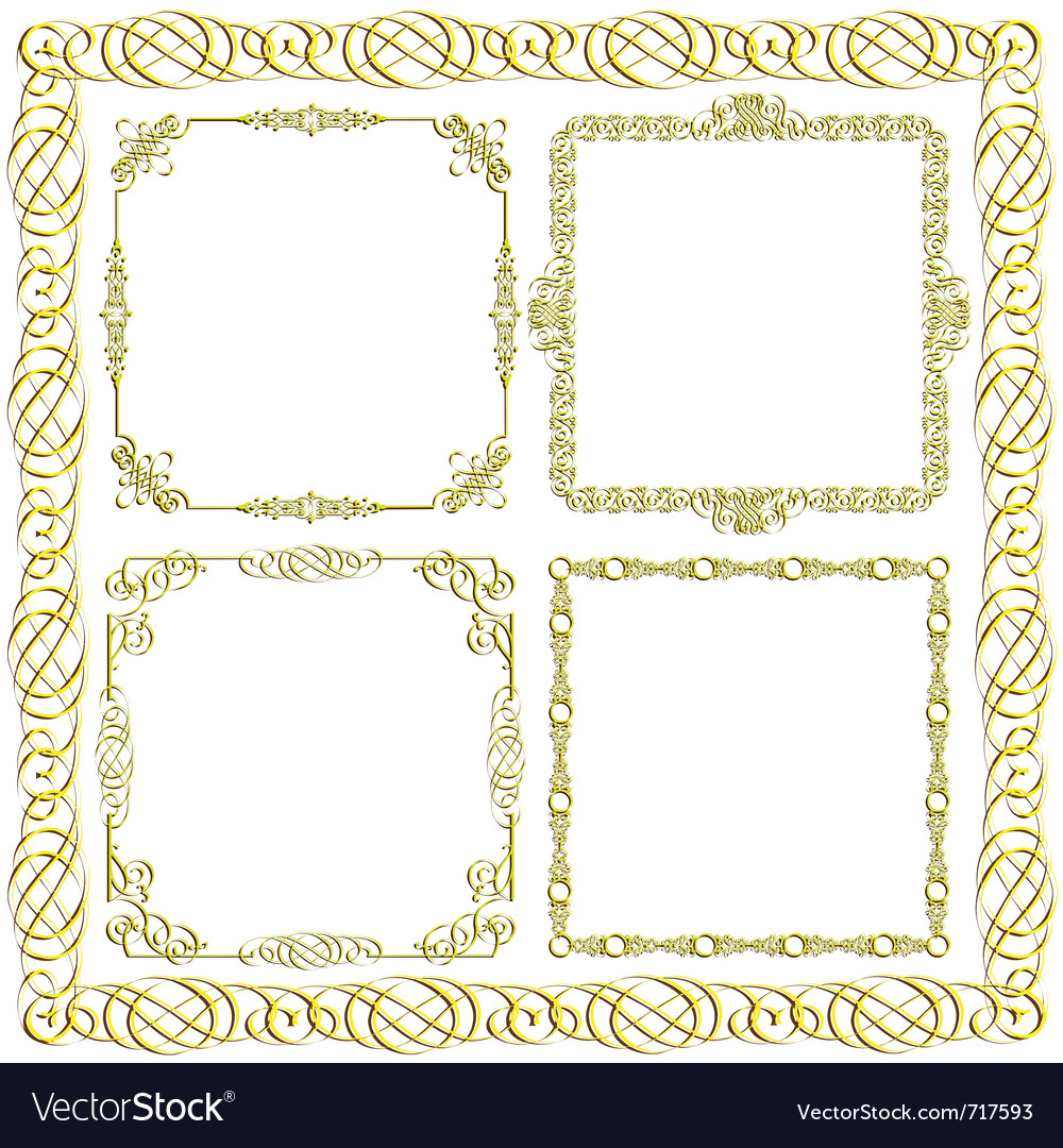 Gold decorative frames set Royalty Free Vector Image