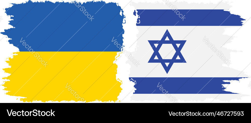 Israel and ukraine grunge flags connection Vector Image