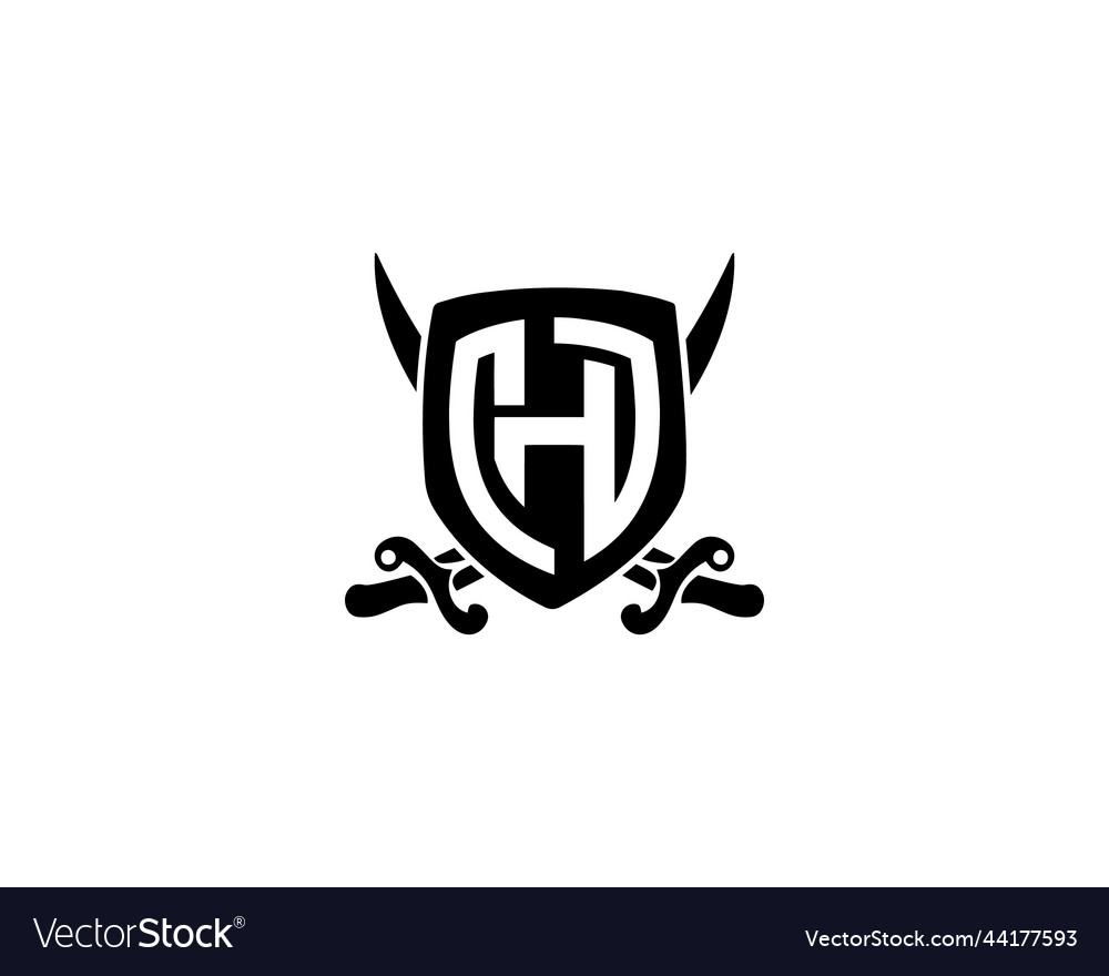 Letter hdhd shield logo with two crossing swords Vector Image
