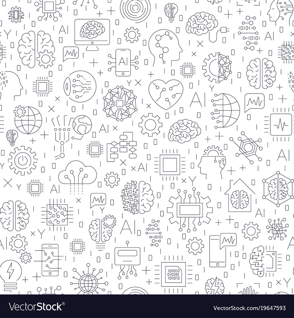 Machine learning and artificial intelligence Vector Image