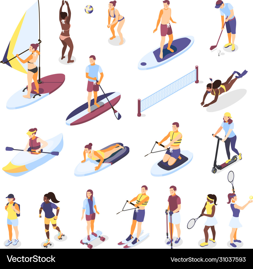 Outdoor activities isometric icons Royalty Free Vector Image