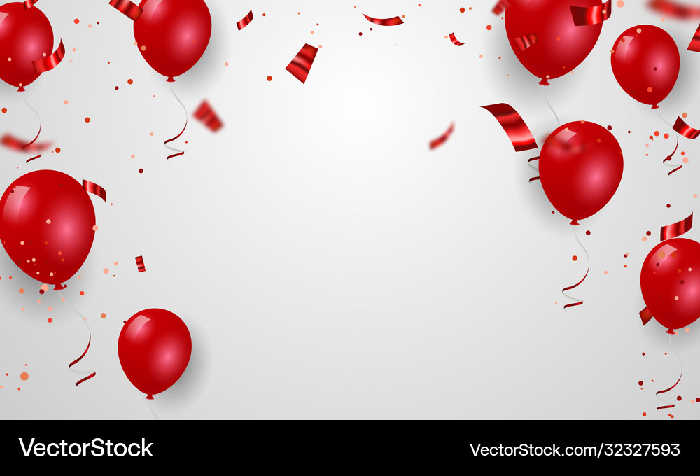 Red balloons confetti concept design national Vector Image