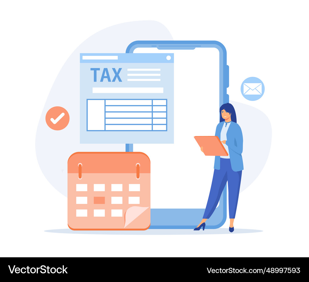 Taxation planning concept characters using tax Vector Image