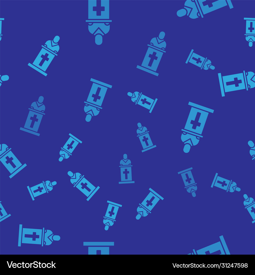 Blue church pastor preaching icon isolated Vector Image