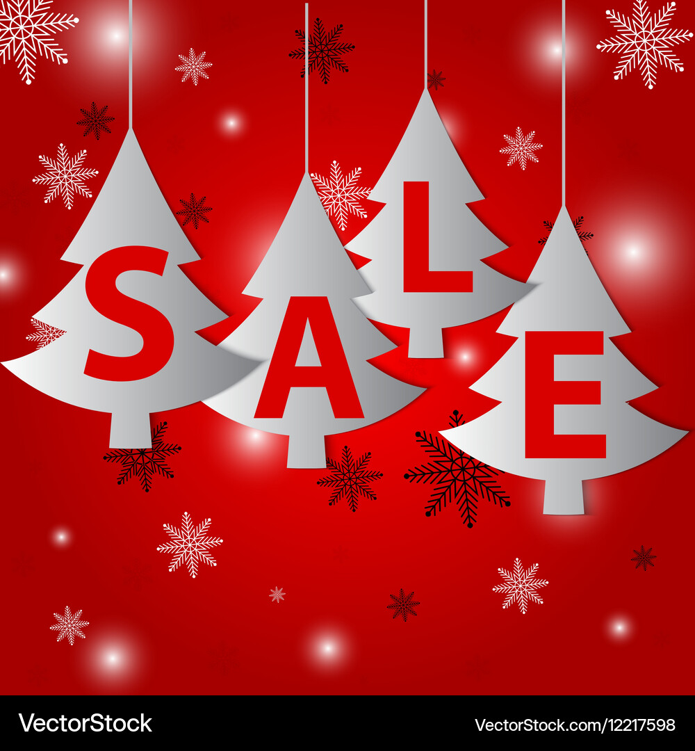 Christmas sale on red background Royalty Free Vector Image