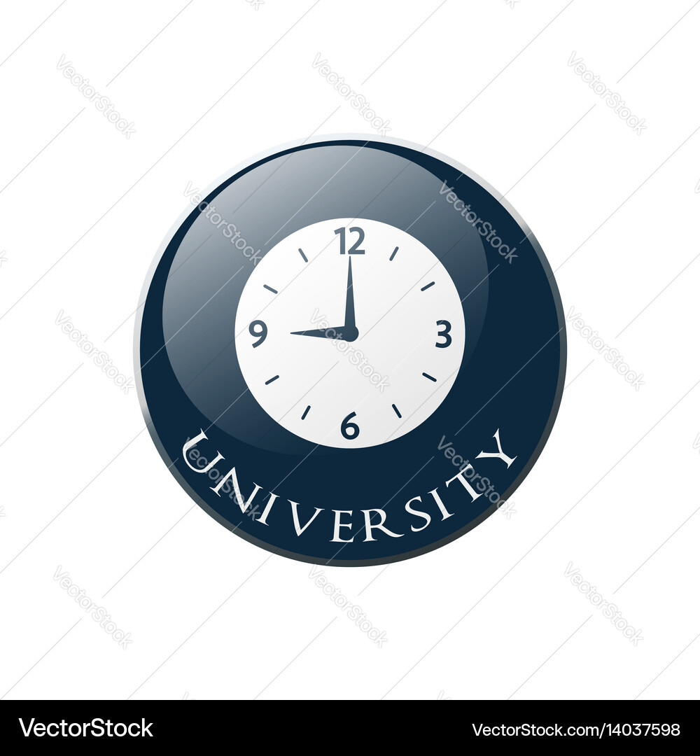 Clock icon on round dark blue button collection Vector Image