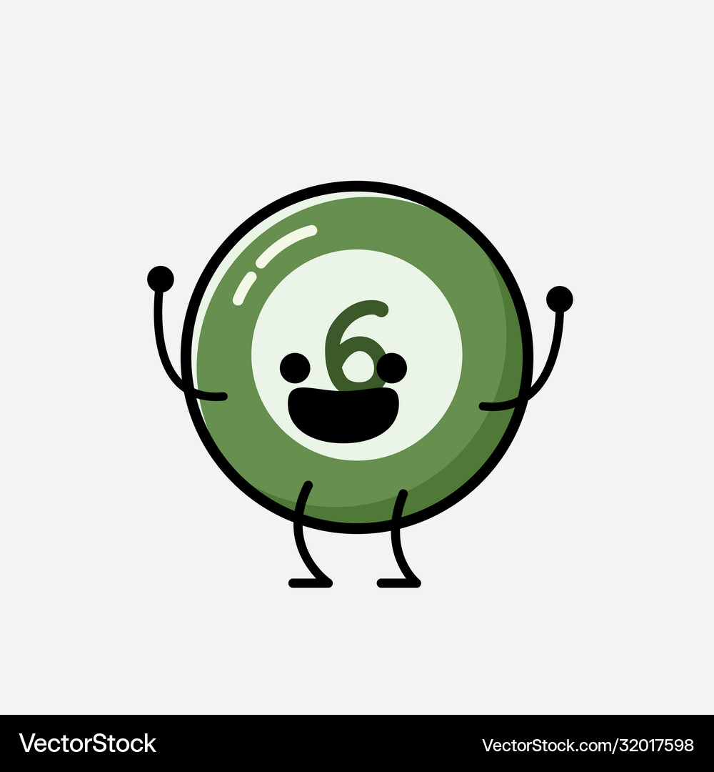 Cute billiard ball mascot character in flat Vector Image