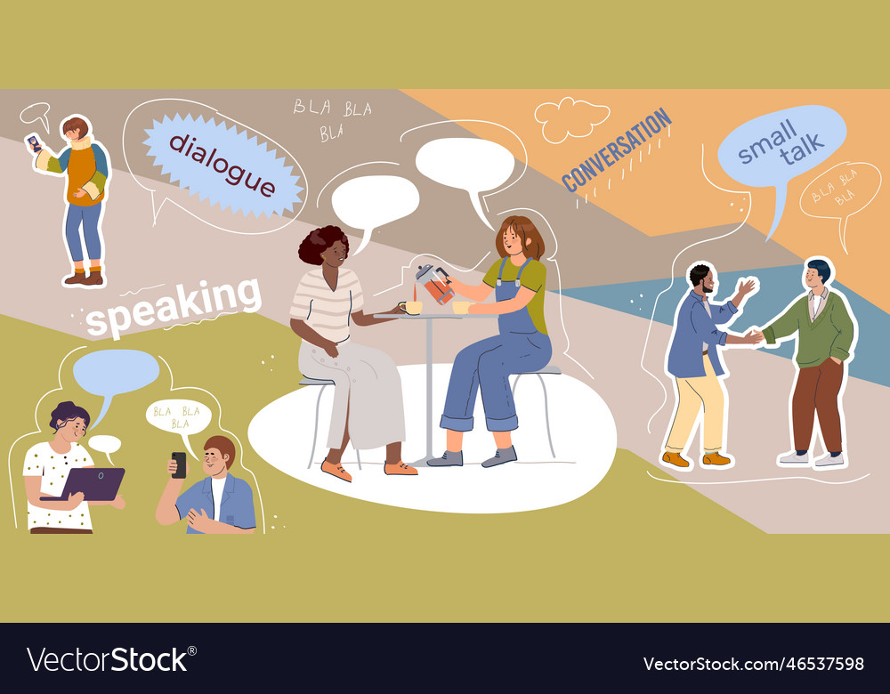 Dialogue people collage composition Royalty Free Vector