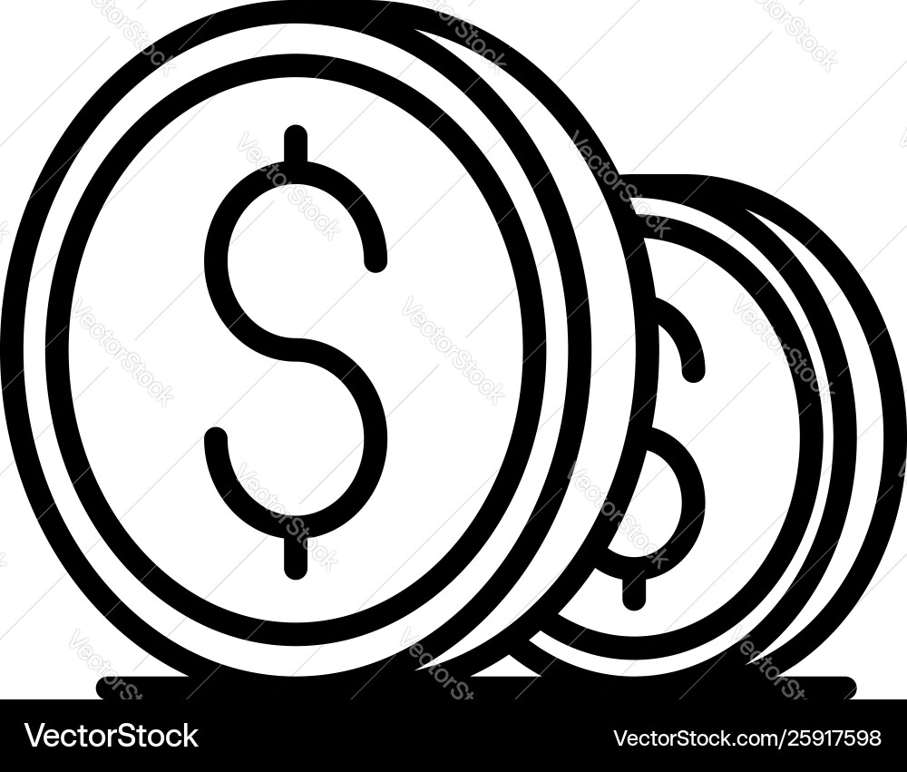 Dollar coin icon outline style Royalty Free Vector Image