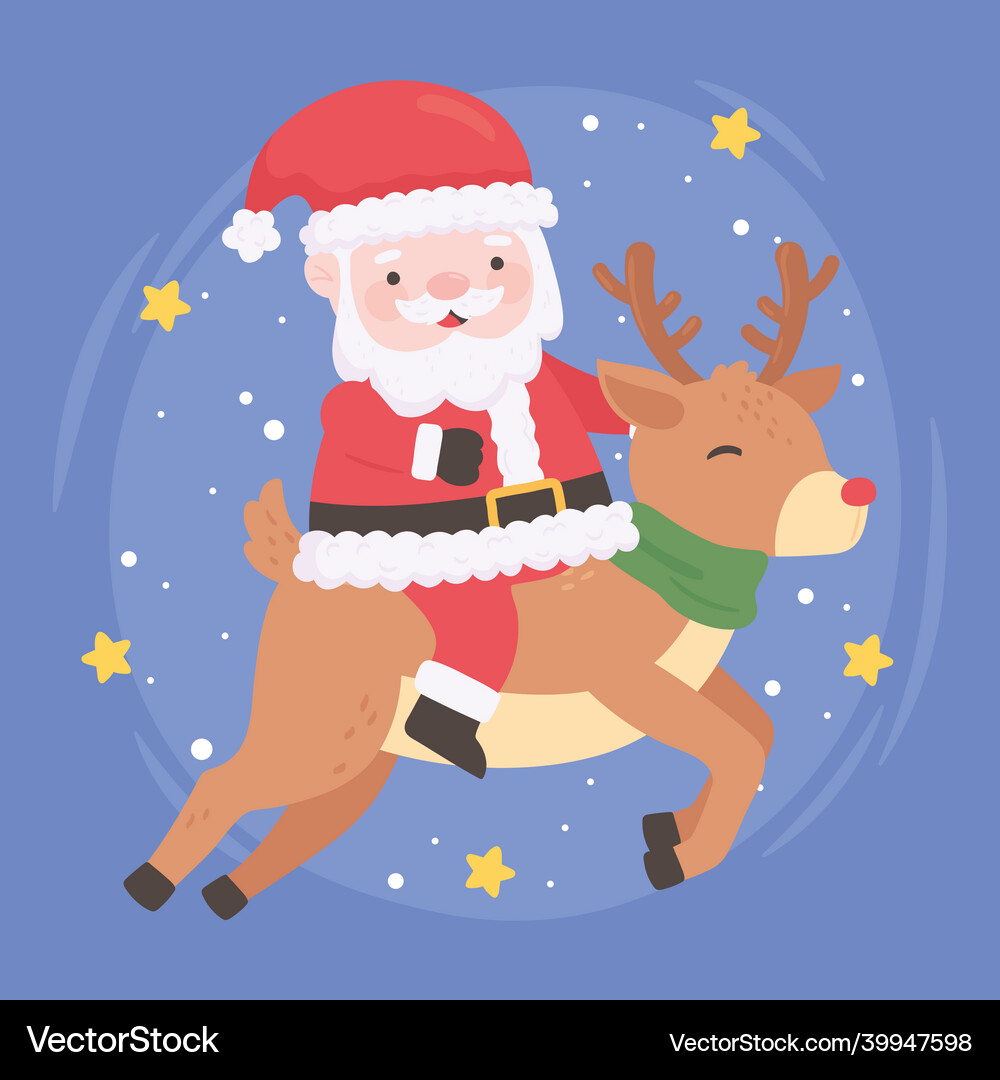 Happy santa and reindeer Royalty Free Vector Image