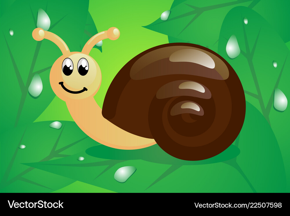Little snail on leaves Royalty Free Vector Image