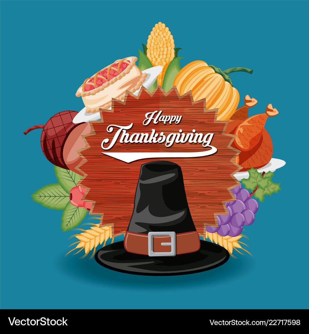 Pilgrim hat with frame of thanksgiving day Vector Image