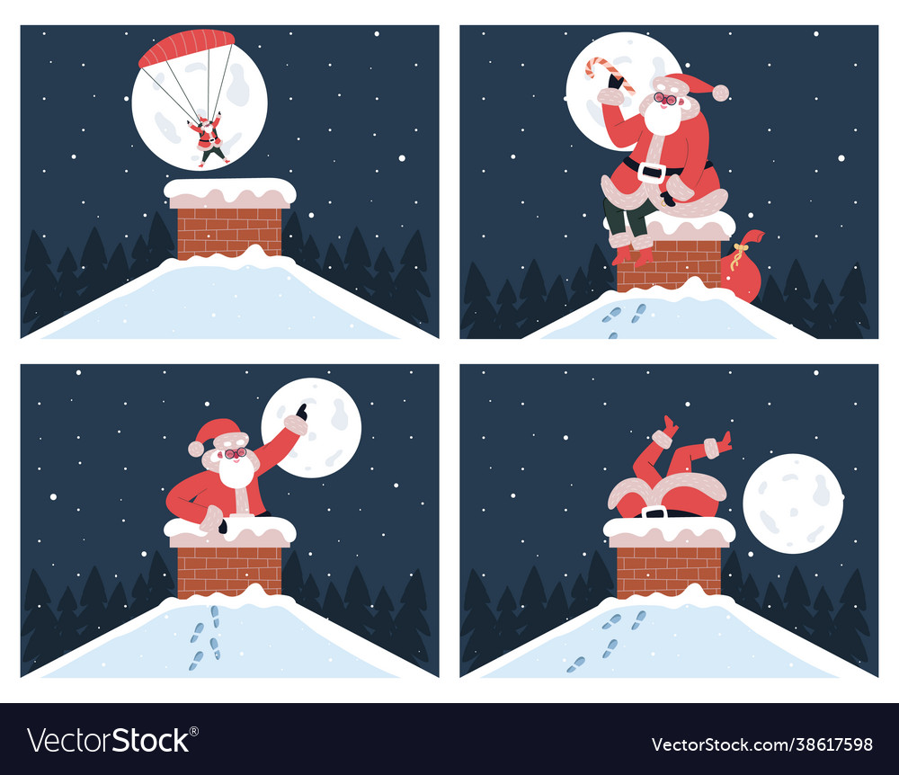 Santa claus in chimney cute stuck Royalty Free Vector Image