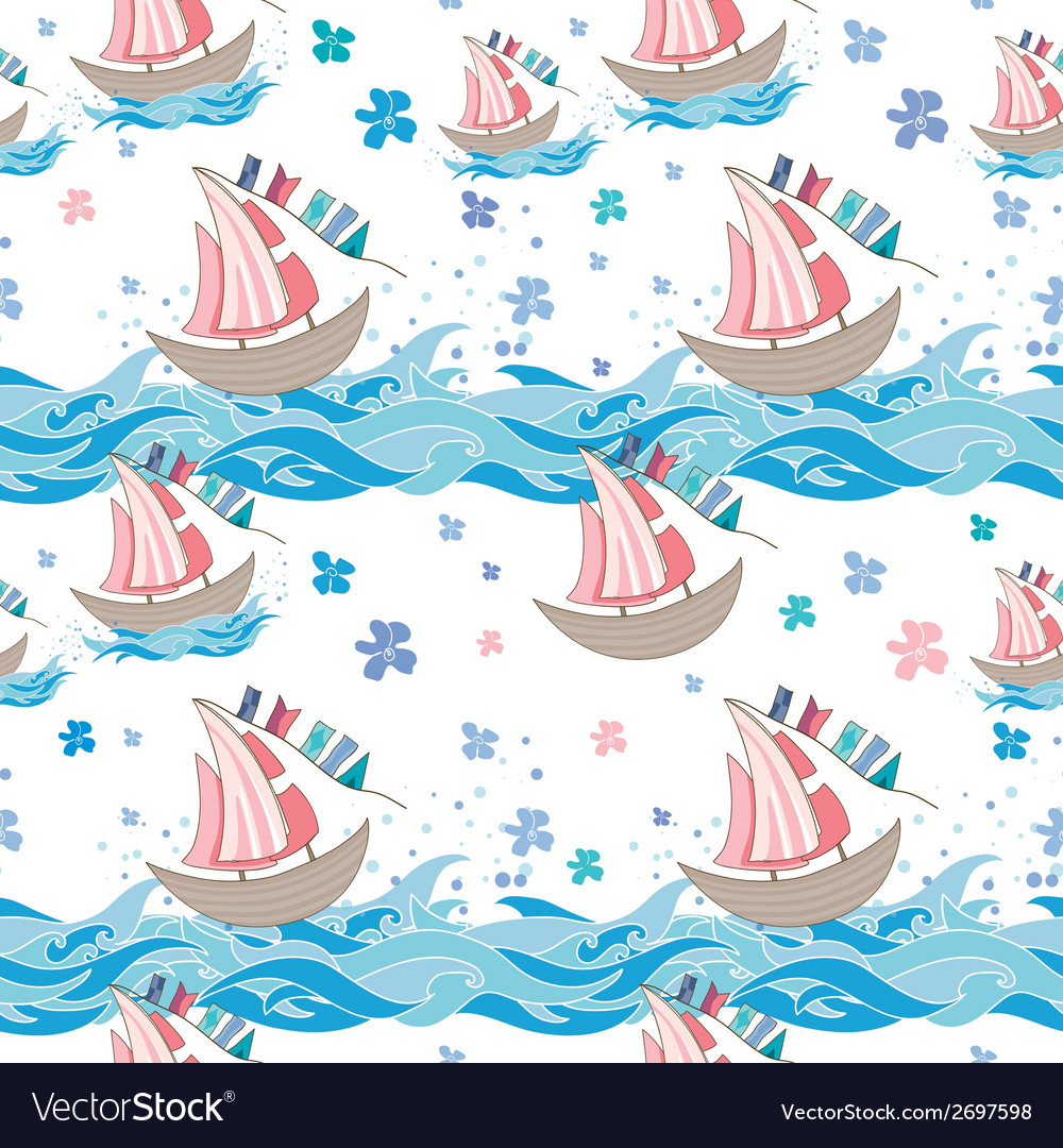 Sea seamless pattern Royalty Free Vector Image