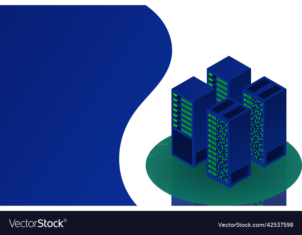 Server room isometric cloud storage data data Vector Image