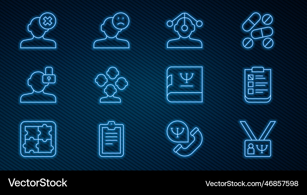 Set line psychology psychological test hypnosis Vector Image