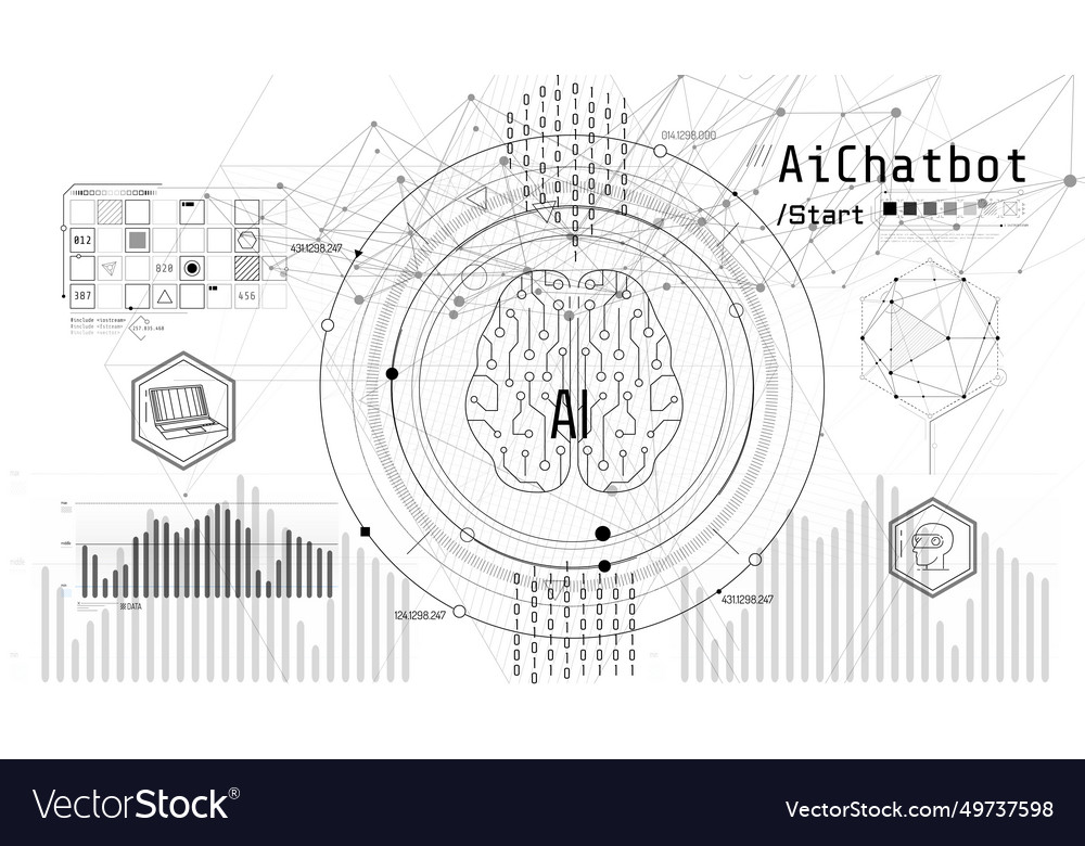 Technology brain and machine learning concept Vector Image