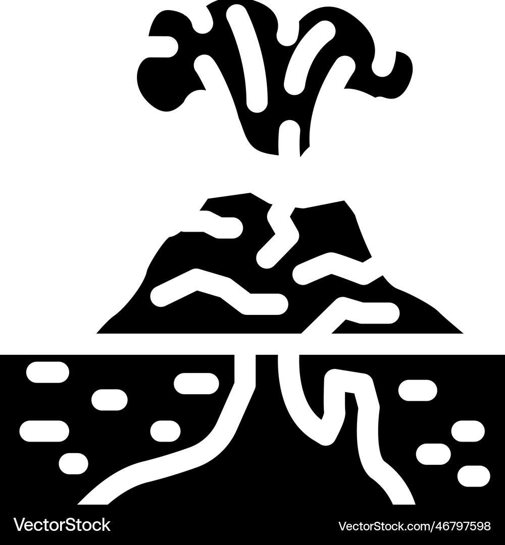 Volcanic earthquake disaster glyph icon Royalty Free Vector