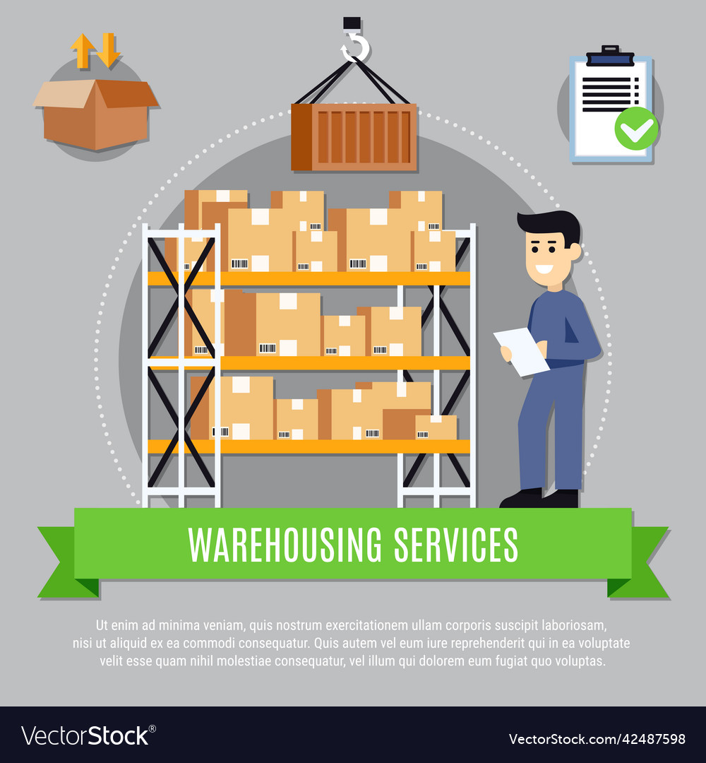 Warehouse services composition Royalty Free Vector Image
