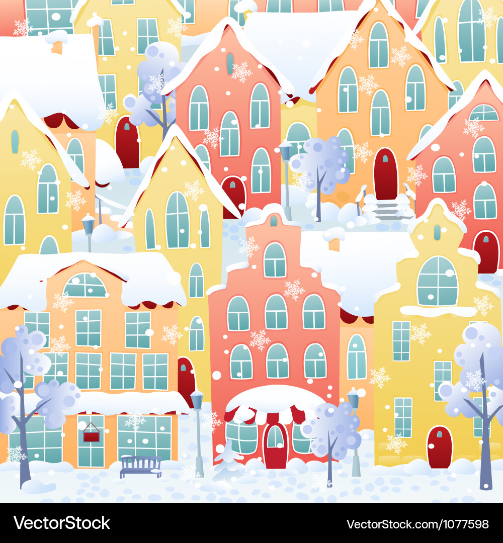 Winter town Royalty Free Vector Image - VectorStock