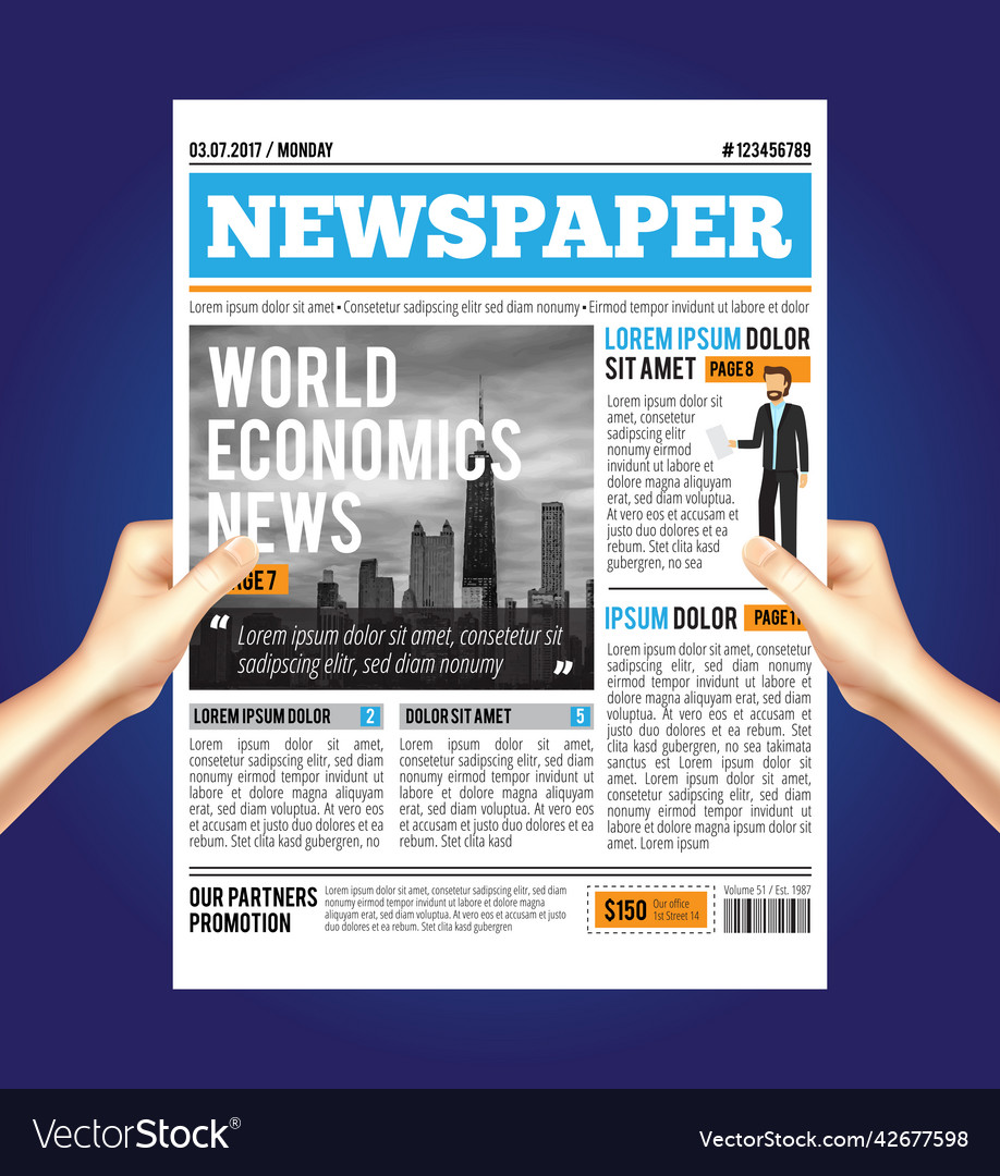 World economic newspaper composition Royalty Free Vector