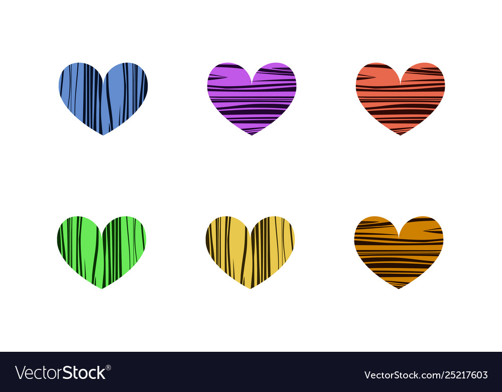 Bright striped hearts Royalty Free Vector Image