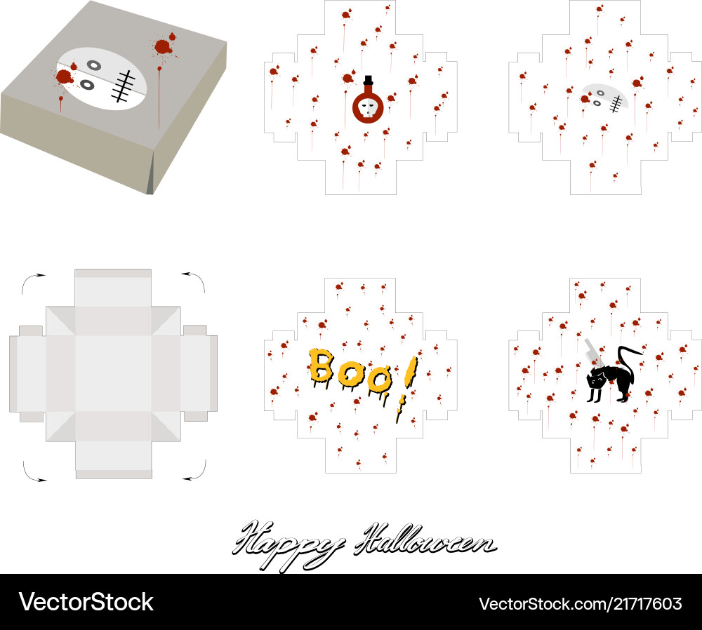 Die cut paper carton boxes with halloween package Vector Image