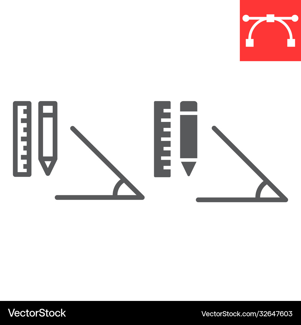 Geometry line and glyph icon school education Vector Image