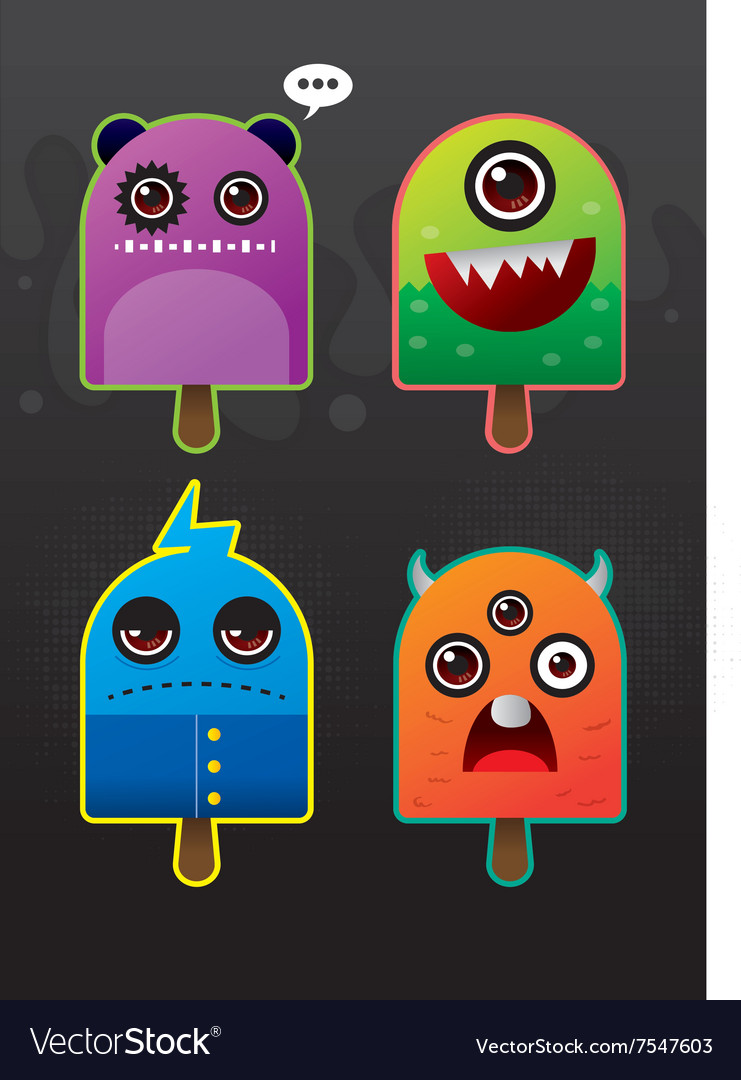 Ice cream monsters Royalty Free Vector Image - VectorStock