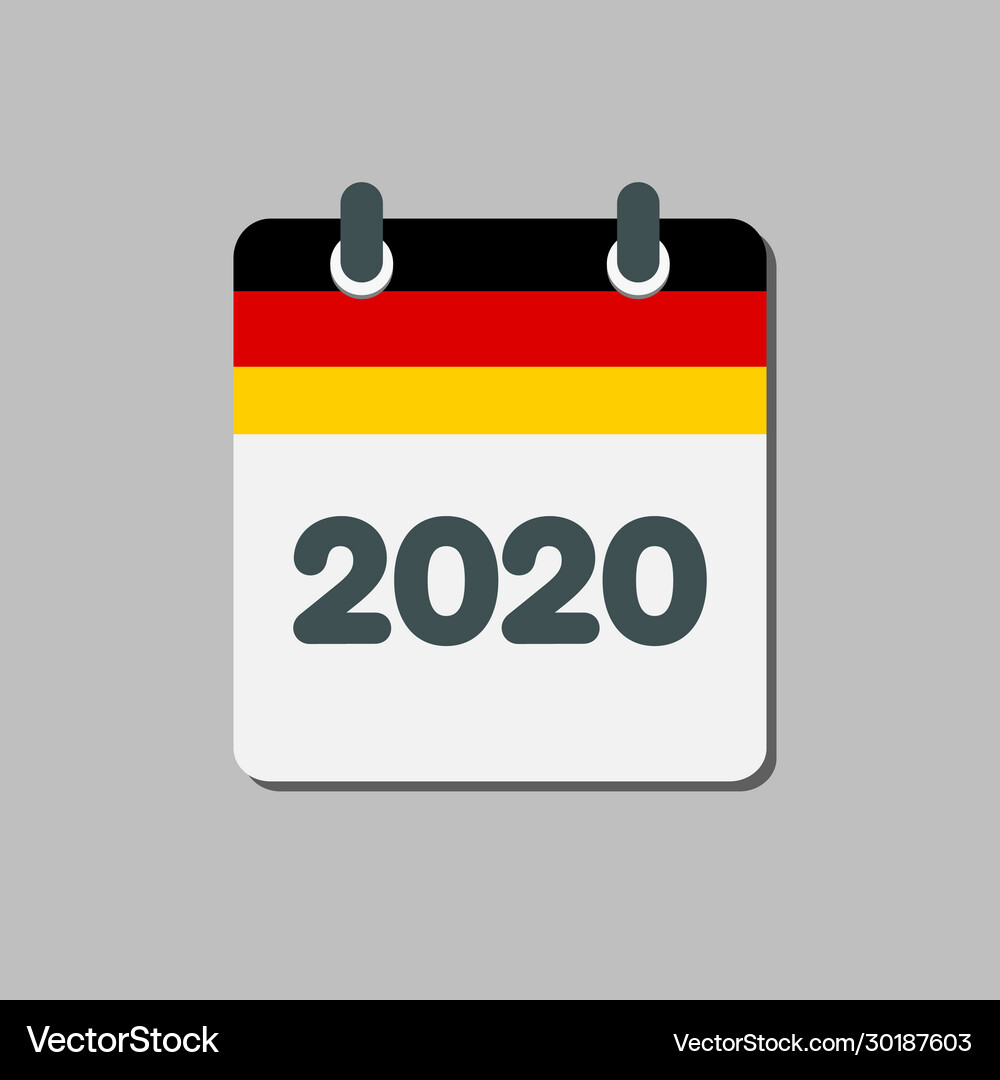 Icon calendar year 2020 year in germany Royalty Free Vector