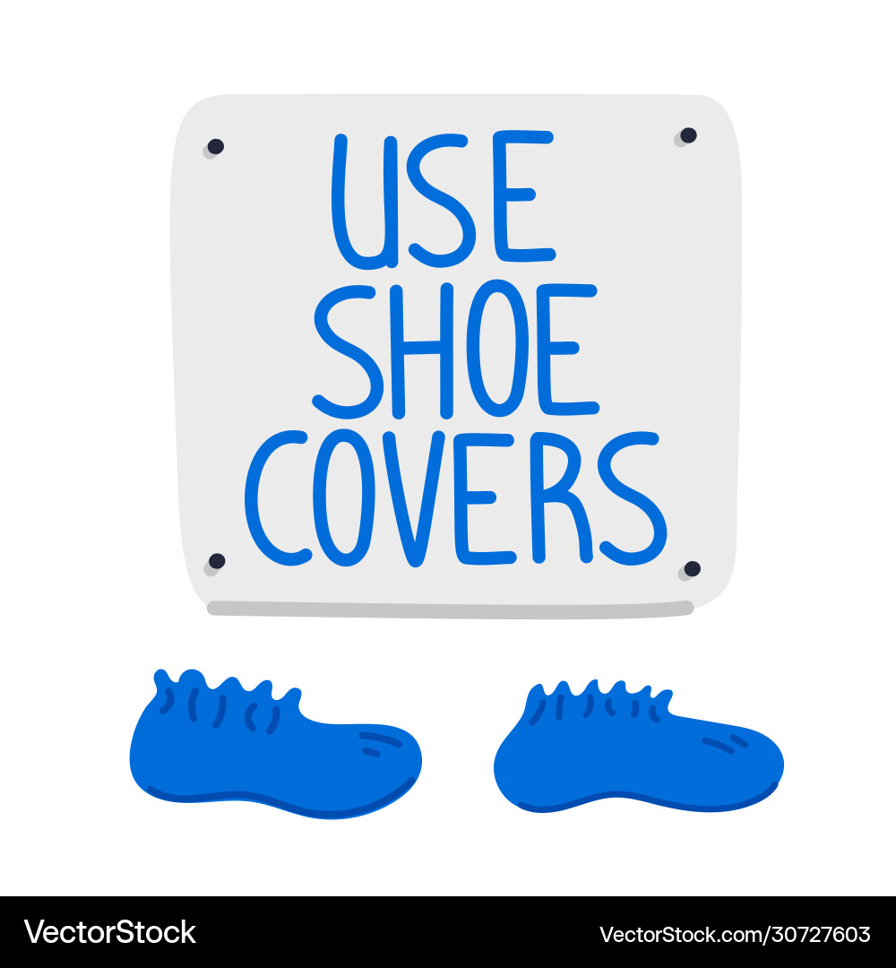 Shoe covers sign blue and wall Royalty Free Vector Image