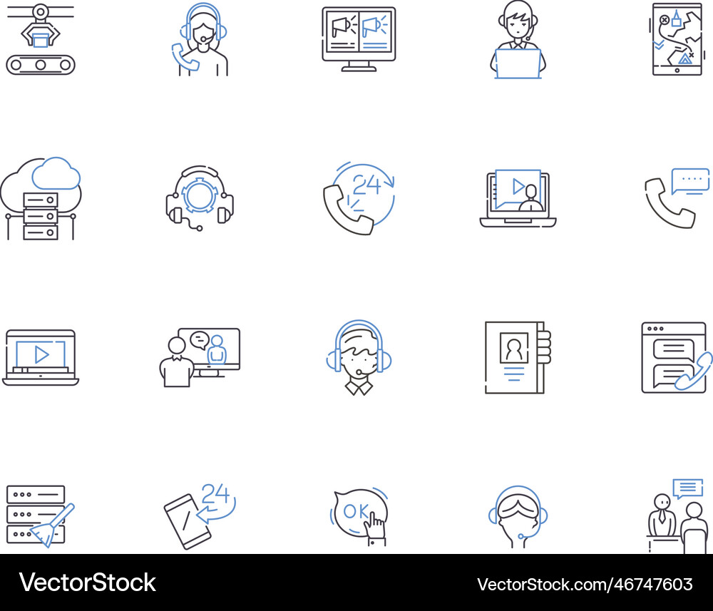 Telecommucation outline icons collection Vector Image