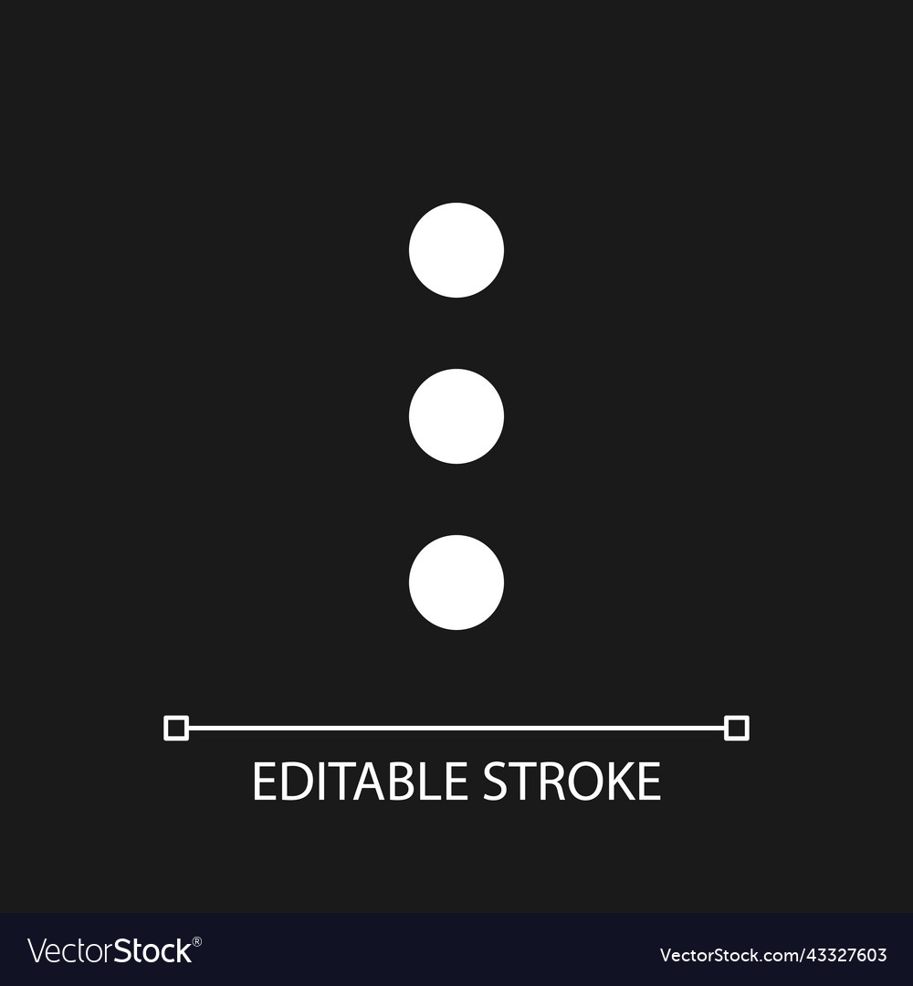 Three vertical dots menu pixel perfect white Vector Image