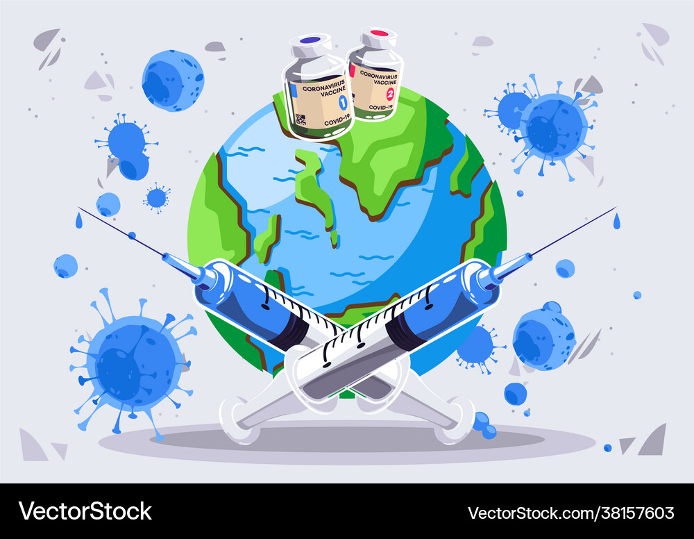 Vaccinating for globe Royalty Free Vector Image