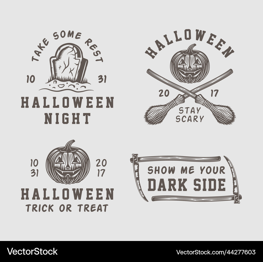 Vintage retro halloween logos emblems badges Vector Image