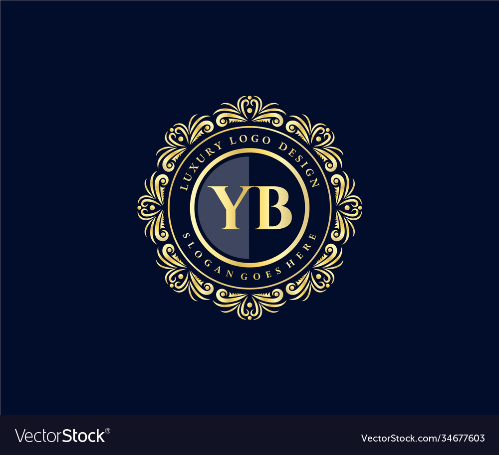 Yb initial letter gold calligraphic feminine Vector Image