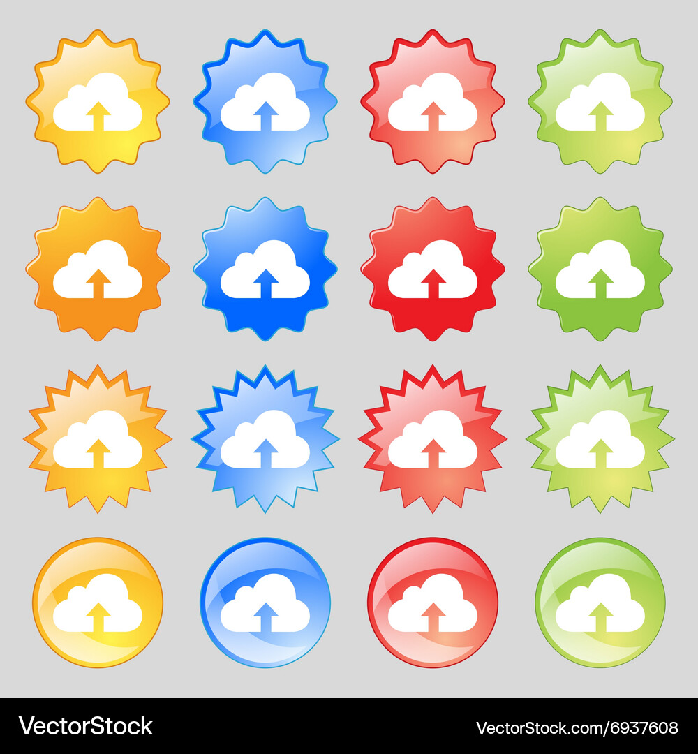 Backup icon sign big set 16 colorful modern Vector Image